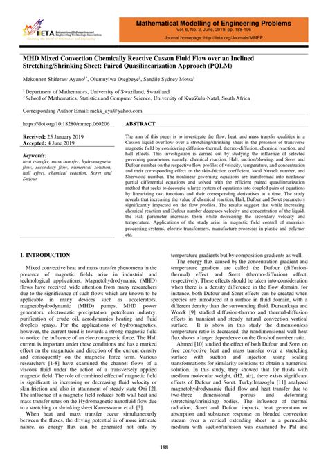 Pdf Mhd Mixed Convection Chemically Reactive Casson Fluid Flow Over