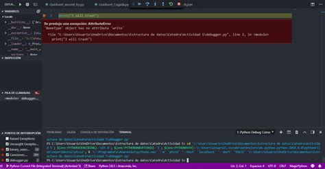 vs code python debugger error with print statements