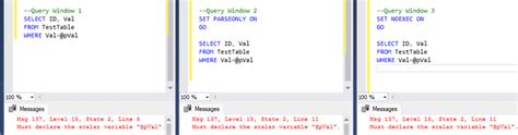 sql server parseonly and noexec to check query syntax