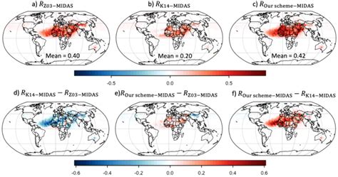 Grid By Grid Midas Daod Daily Pearson Correlation Maps With Cesm2 Daod