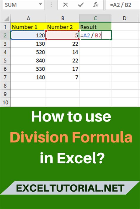 how to use division formula in excel in 2020 microsoft excel