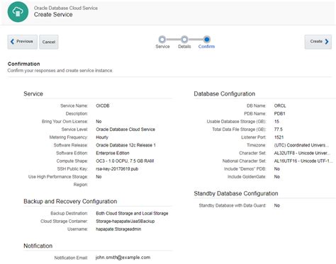 create an oracle database cloud service instance for oracle integration