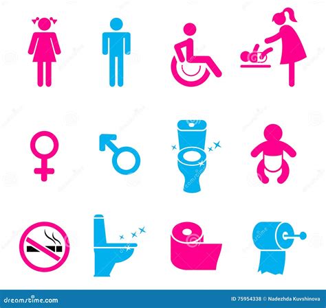 Vector Toilet Icons Set Isolated On White Background Stock Vector