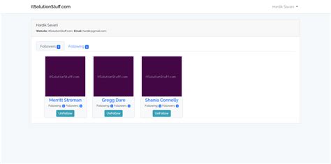 laravel follow unfollow system example