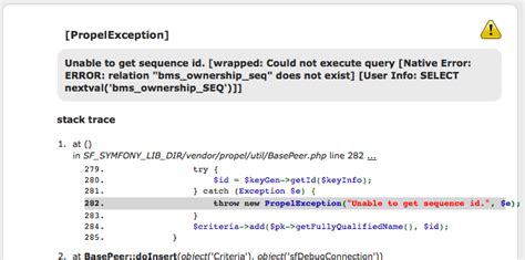 symfony unable to get sequence id with postgresql database var logs