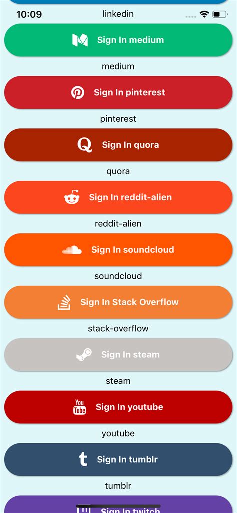 example of social icons using react native elements