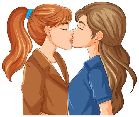 Premium Vector Lesbian Couple Kissing Cartoon Isolated