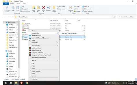 python program to basic choose a color using python