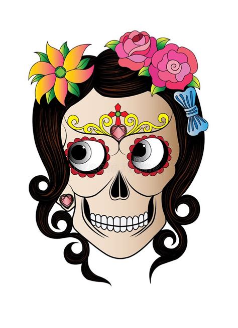 Day Dead Line Art Sugar Skull Stock Illustrations 504 Day Dead Line