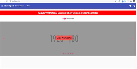 how to display text over angular material carousel slider therichpost