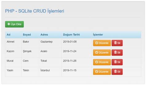 php sqlite select insert update delete lemleri tasar m kodlama hot