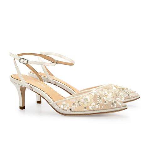 Ivory Strappy Ankle Strap Beaded And Flower Embellished Kitten Etsy