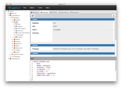 create database in pgadmin 4 teesdase
