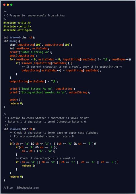 c program to delete vowel alphabets from a string btech