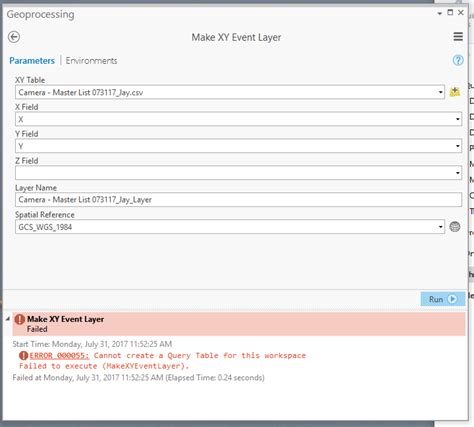 solved unable to display xy data and make xy event lay esri