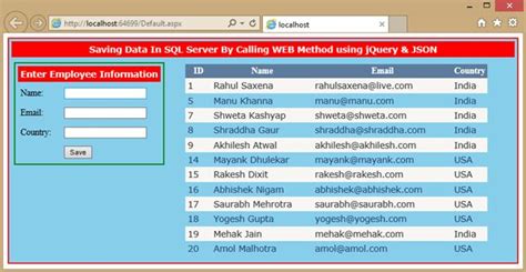 insert data into sql server using jquery and json with