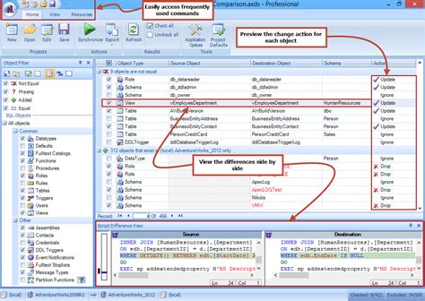 5 new views of apexsql diff