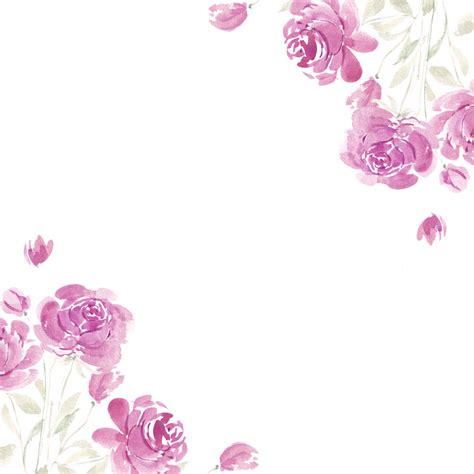 Purple Abstract Rose Watercolor Flower Border Wedding Decor Flower