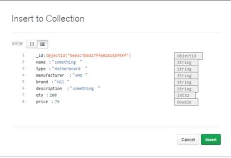 javascript mongodb document failed validation error when inserting