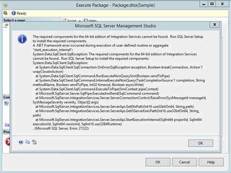 import deployment execution of ssis packages fails after you