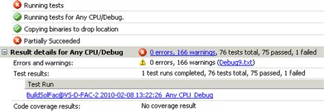 why does tfs not report errors and warning generated in the msbuild