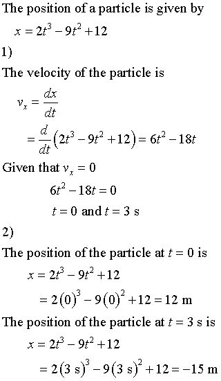 The Position Of A Particle Is Given By The Function X 2t3−9t2 12 M