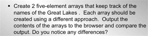 solved create 2 five element arrays that keep track of the
