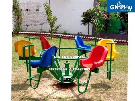 Playground Equipment Blue And Yellow Mild Steel Outdoor Revolving Merry