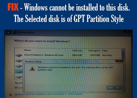 fix windows cannot be installed to this disk the selected disk is of