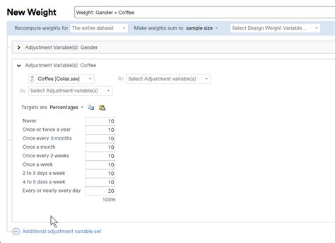 how to configure a weight from variable s displayr help