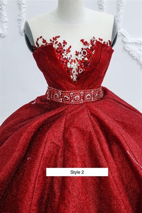 Crimson Red Illusion Off The Shoulder Red Sparkle Beaded Bodice Ball