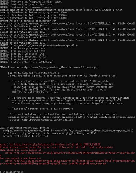 error building boost vcpkg helpers x64 windows failed with build