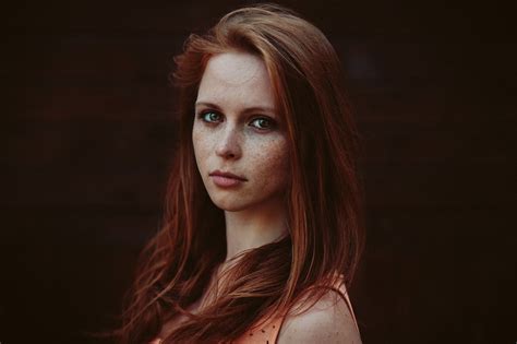 Freckles Bare Shoulders Portrait Long Hair Depth Of Field Women