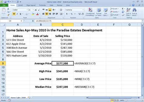 crunch numbers with excel 2010 s average max min and