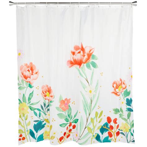 Floral Shower Curtain Set With 12 Hooks Watercolor Flower Bathroom