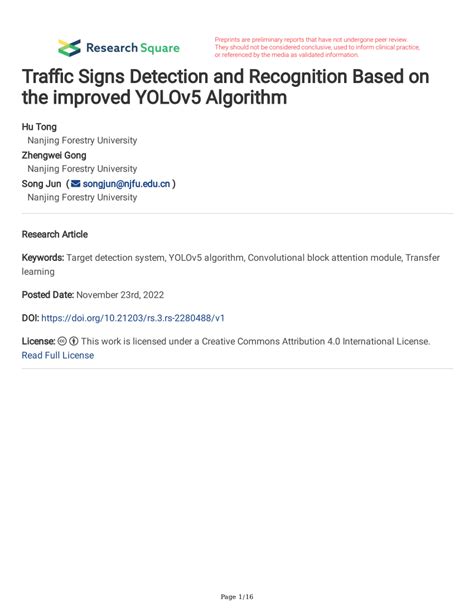 pdf traffic signs detection and recognition based on the improved