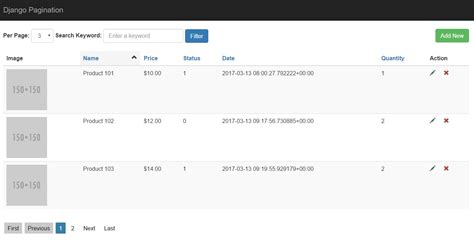 python django ajax pagination with search and sort