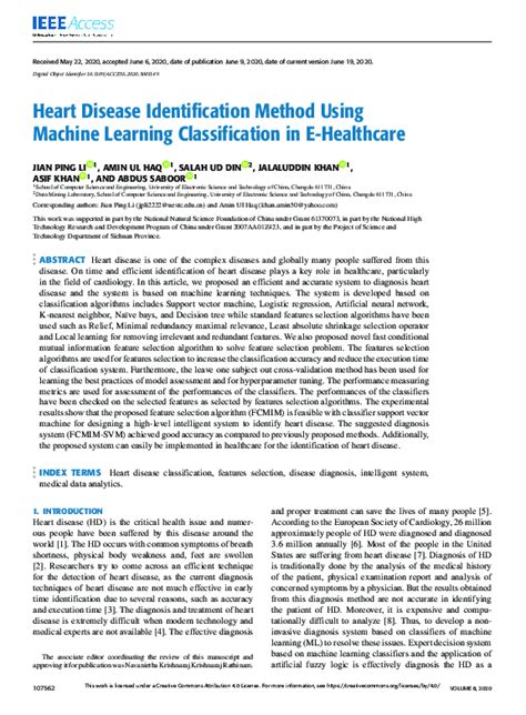 Pdf Heart Disease Identification Method Using Machine Learning
