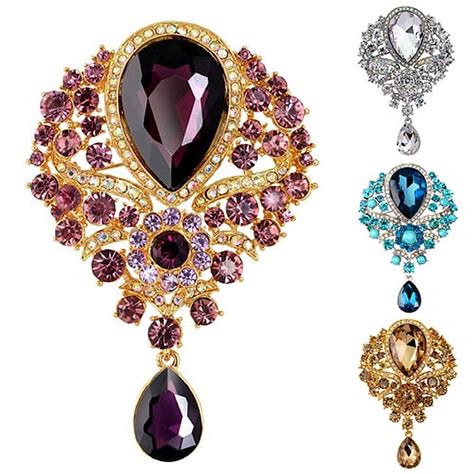 Besufy Women Brooch Pin Wedding Bridal Bouquet Clear Crystal Rhinestone