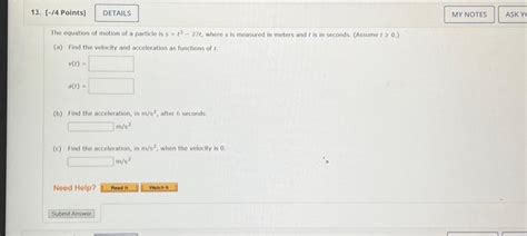 Solved Be Equation Of Motion Of A Particle Is S −t3−27t