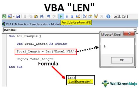 vba len function how to use len to find length of string in excel
