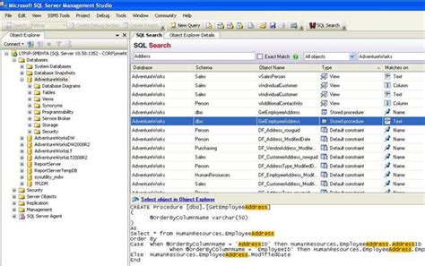 different ways to search for sql server database objects