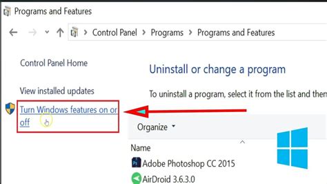 how to turn windows features on or off in windows 10 windows 10