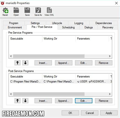 run mariadb as a windows service with firedaemon pro