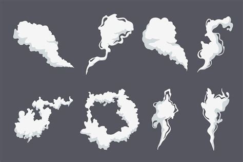 Conjunto De Formas De Nuvem De Fumaça Ou Vapor Dos Desenhos Animados