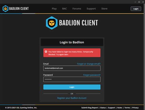 temporarily blocked due to too many login attempts badlion support