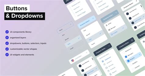 ui buttons and dropdowns graphic templates envato elements