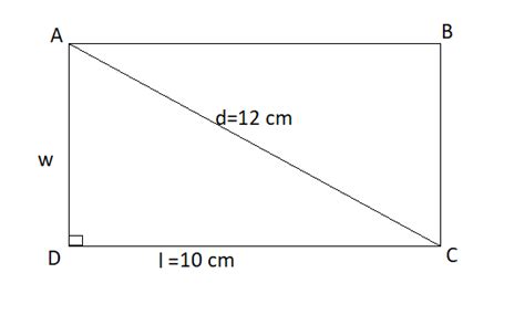 How Do You Find The Width Of A Rectangle With A Diagonal Of 12