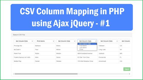 import selected csv file column in php using ajax jquery laptrinhx