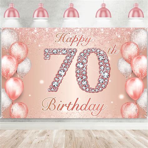 Happy 70th Birthday Rose Gold Banner Cheers To 70 Years Old